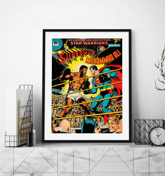 Superman vs Muhammad Ali Comic Cover Art Print | Pop Motif